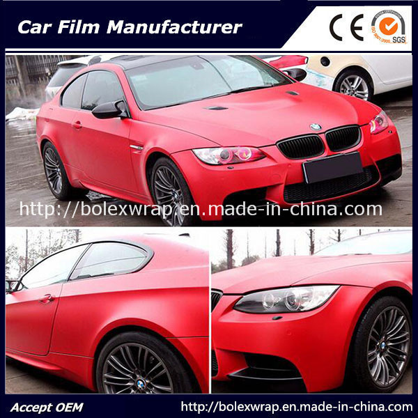 PVC Film Matt Red Car Vinyl Stickers Air Free Bubbles Vinyl Car Wrap ...