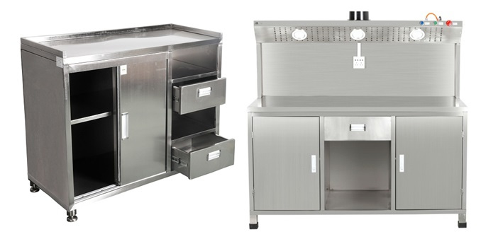 Non-Extracted Stainless Steel Paint Mixing Table with Cabinets and ...
