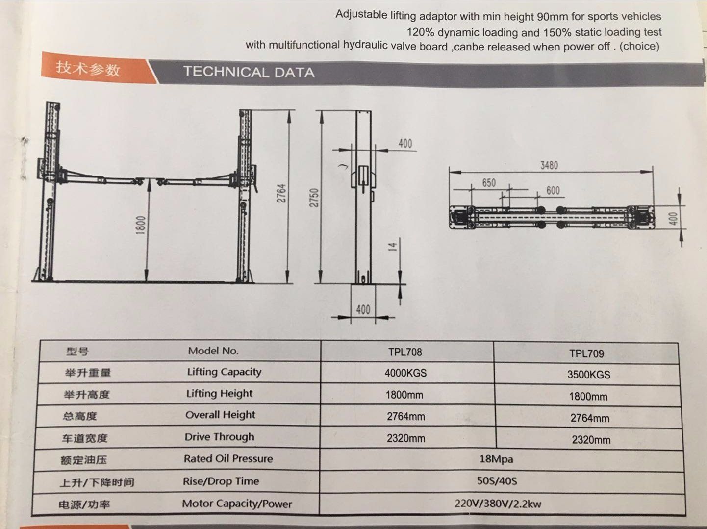 2 Column Car Lift Equipment, Floor Plate Hydraulic Car Hoist ...