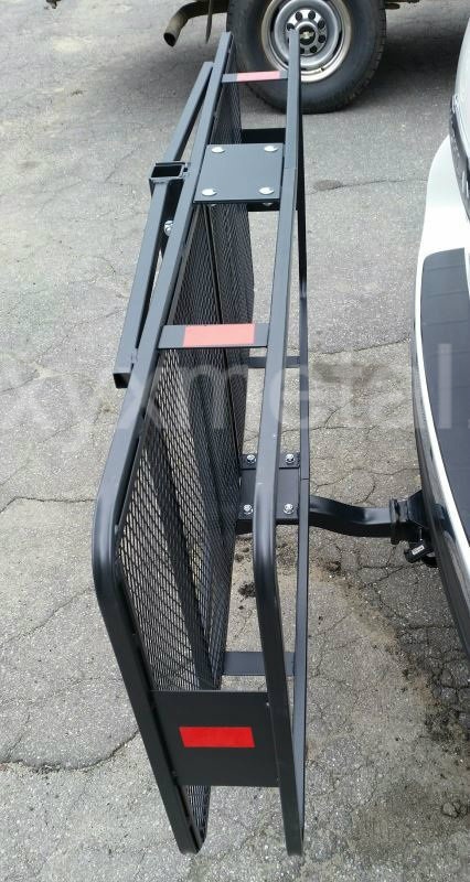 Folding Hitch Mount Cargo Basket Rack Luggage Hauler Carrier ...