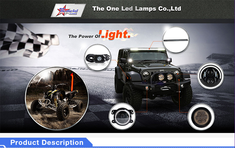 New Product DOT SAE 50W 10-30V 7 Inch Round LED Headlight 7" Angel Eyes ...