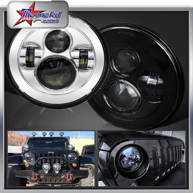 New Product DOT SAE 50W 10-30V 7 Inch Round LED Headlight 7" Angel Eyes ...