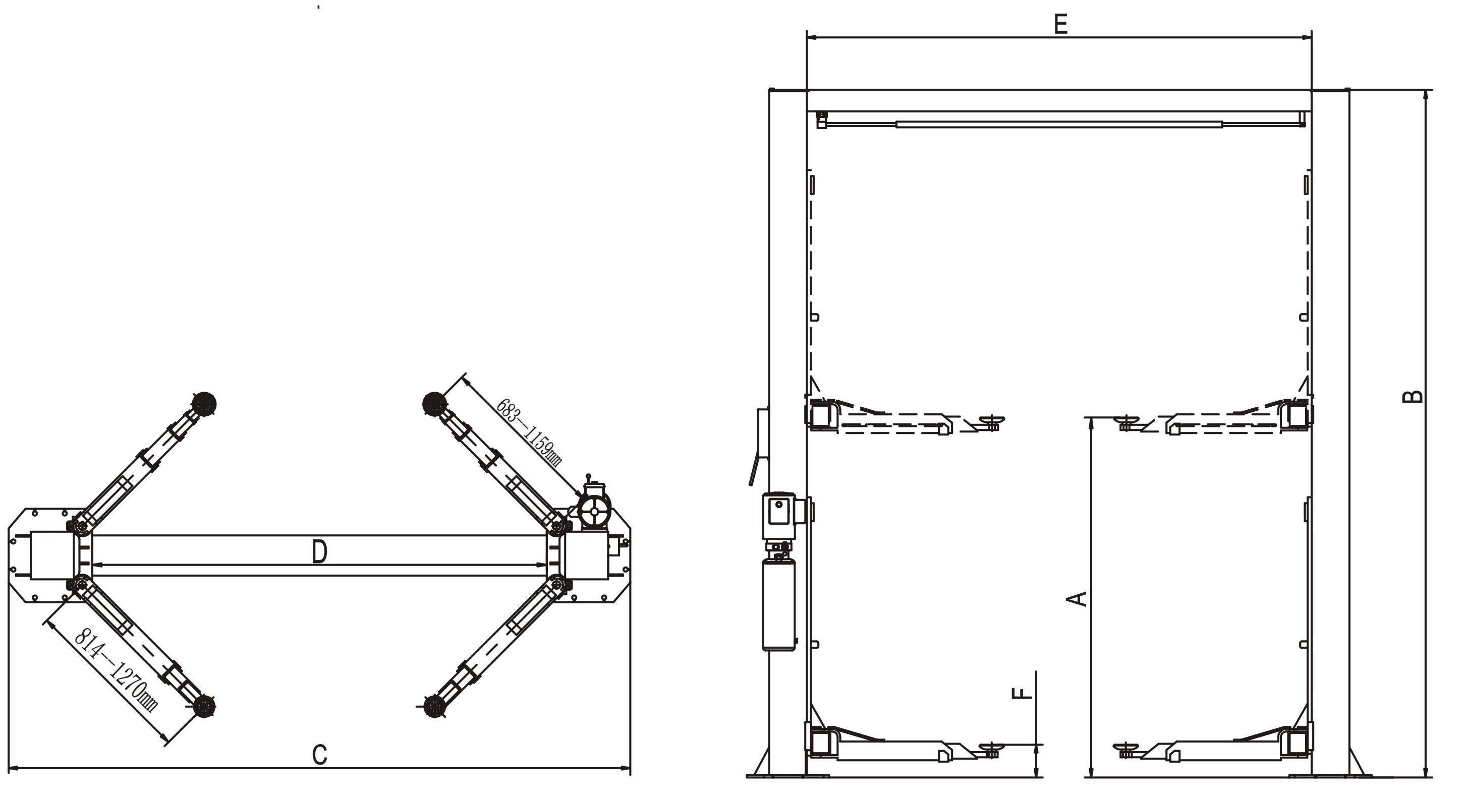Two Post Design Hydraulic Car Lift with 4000kgs - IBUYautoparts.com