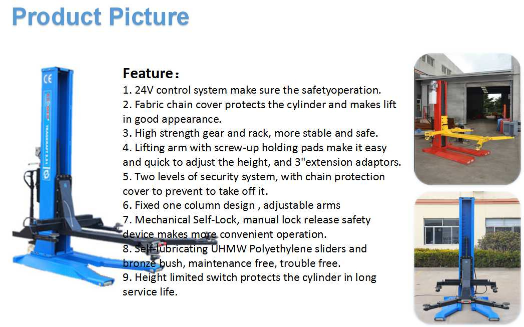 Sample Single Post Car Parking Lift - IBUYautoparts.com