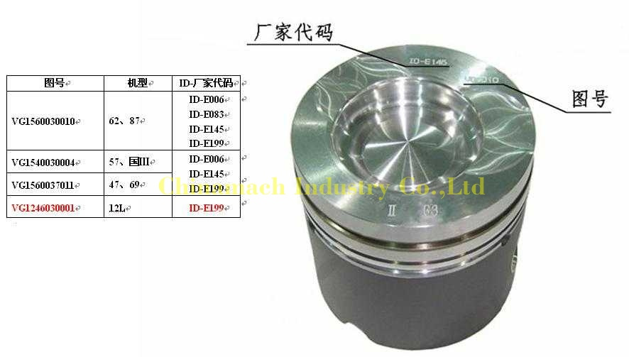 Original Weichai Wd615 Engine Part Piston (VG1560037011 ...