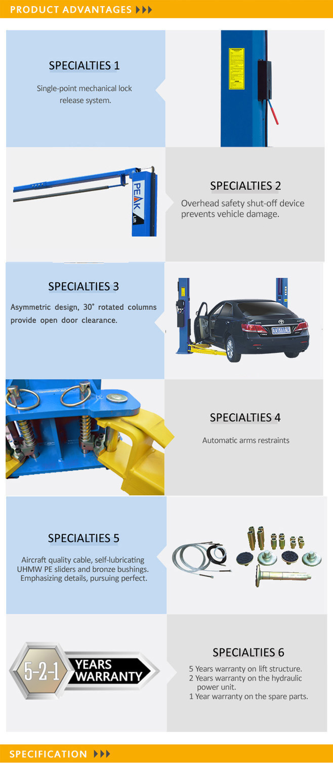 10000lbs Two Post Vehicle Lift with Ce Approval (210SAC ...